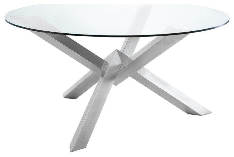 Costa 59" Dining Table, Polished Stainless Steel Base