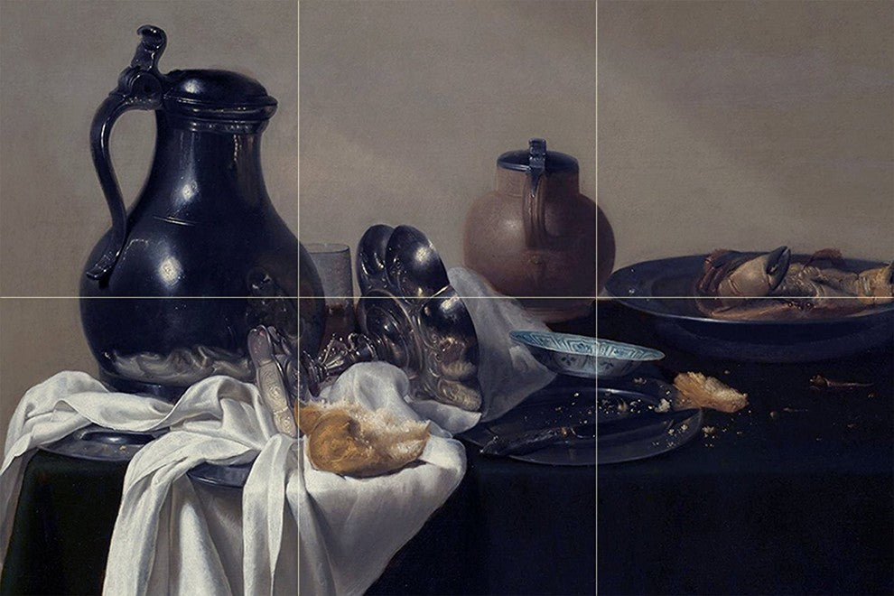 Tile Mural Still Life With A Pewter Jug Tazz Bread Crab Rialto