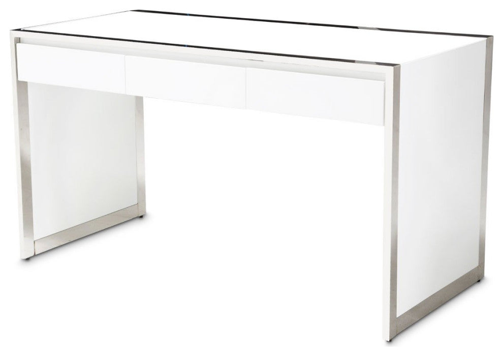 Aico Amini State St Writing Desk in Glossy White