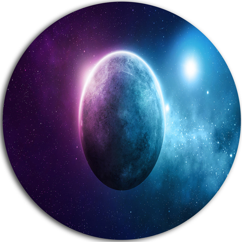 Deep Space Planet, Modern Spacescape Round Wall Art, 38"
