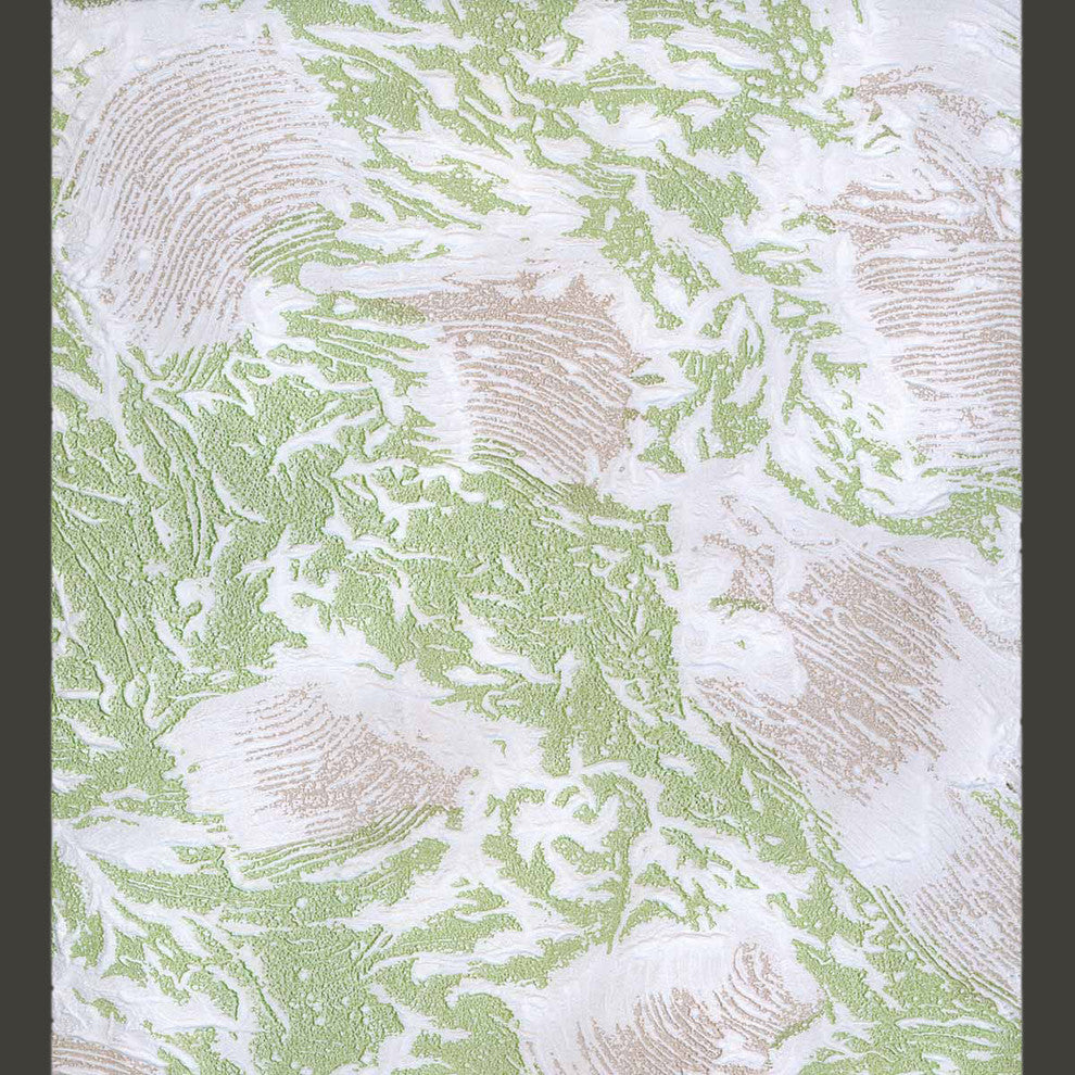 Wallpaper Green Shell Embossed Textured Vinyl