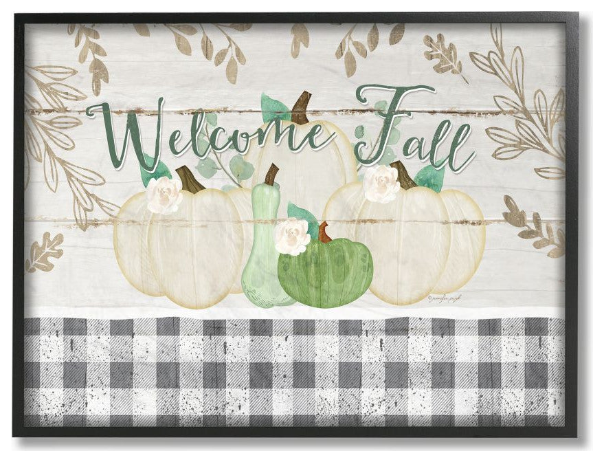 Welcome Fall Phrase With Autumn Farm Pumpkins16x20