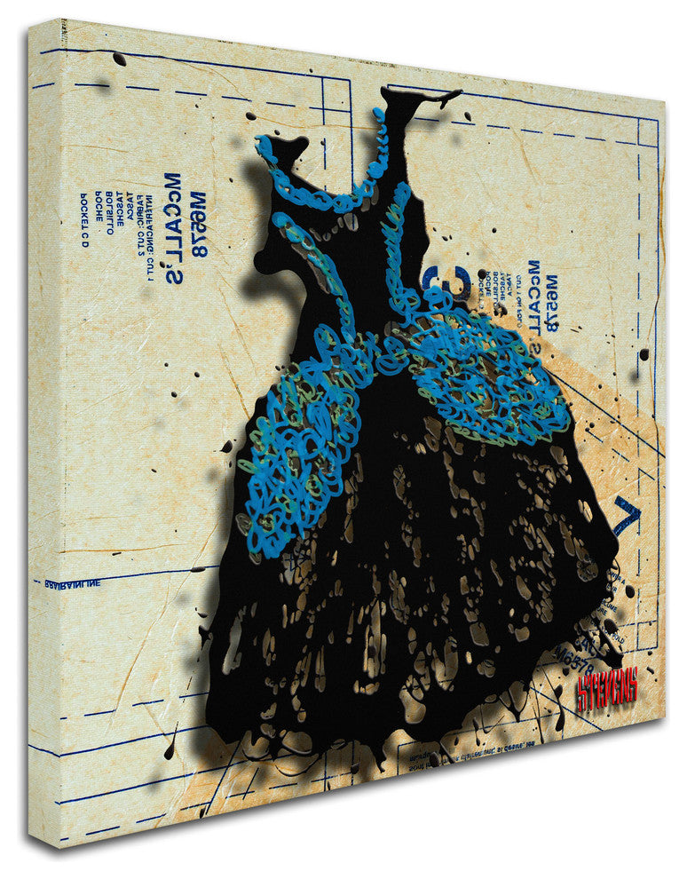 'Black n Blue Swirls' Canvas Art by Roderick Stevens