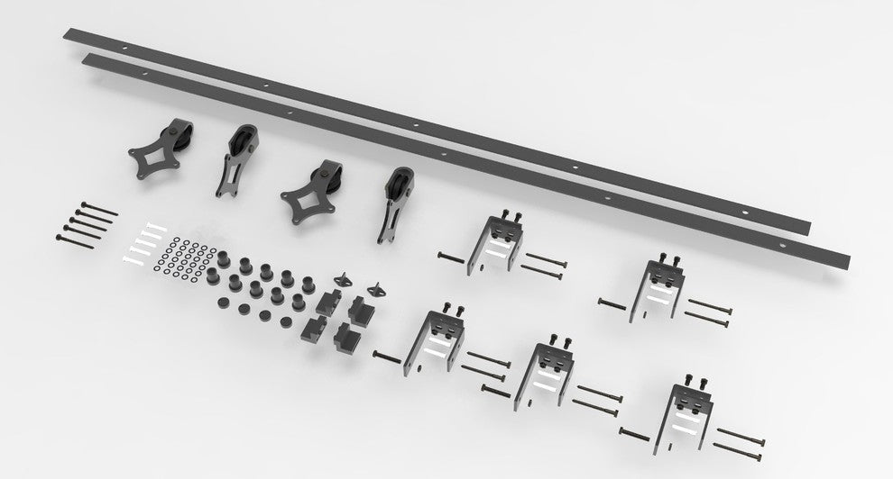 Bypass Sliding Barn Door Hardware Kit, Diamond Design