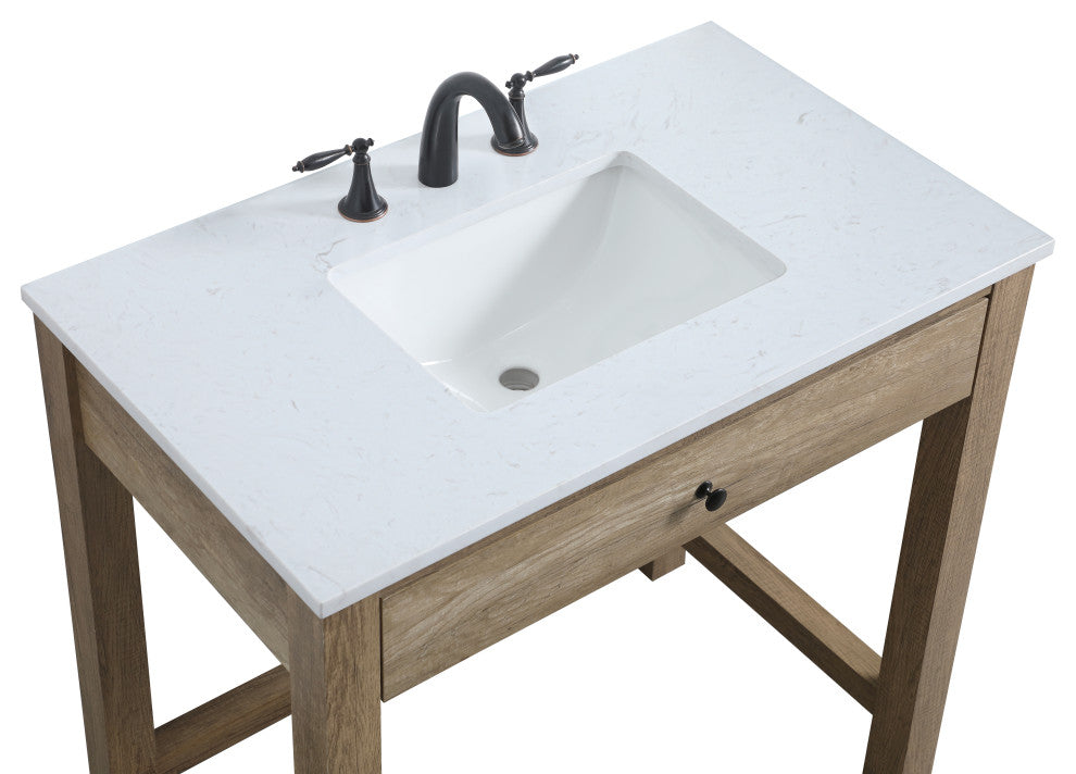 36" ADA Compliant Bathroom Vanity, Natural Oak