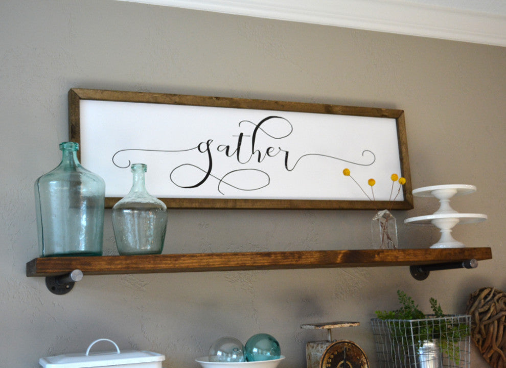 Yellowstone Ii Rustic Farmhouse Floating Shelf With Pipe Brackets 24"