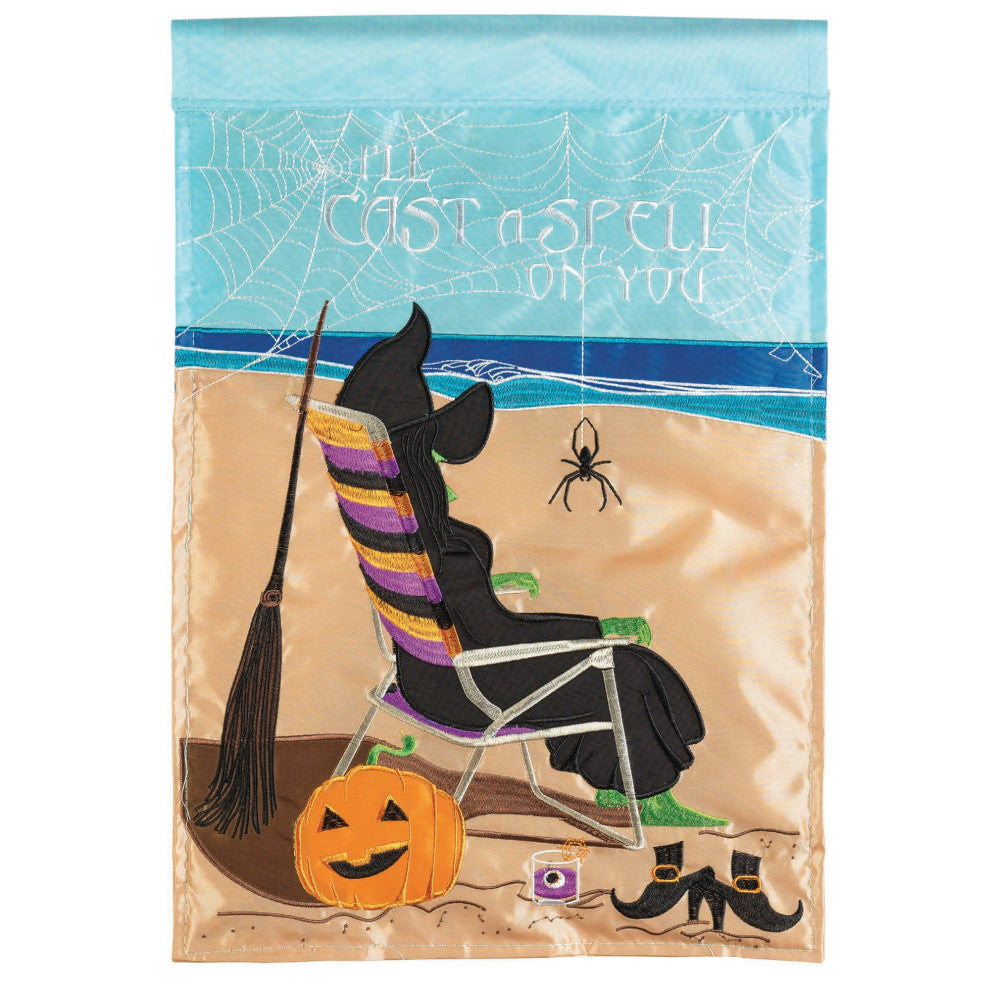 Witch On Beach, Applique Flag, Garden