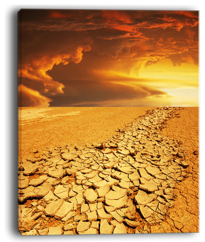 "Drought Land Under Dramatic Sky" Modern Landscape Wall Art Canvas, 12