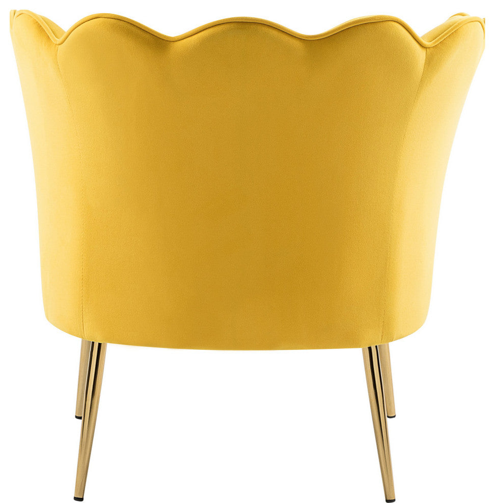 Jester Velvet Upholstered Accent Chair, Yellow