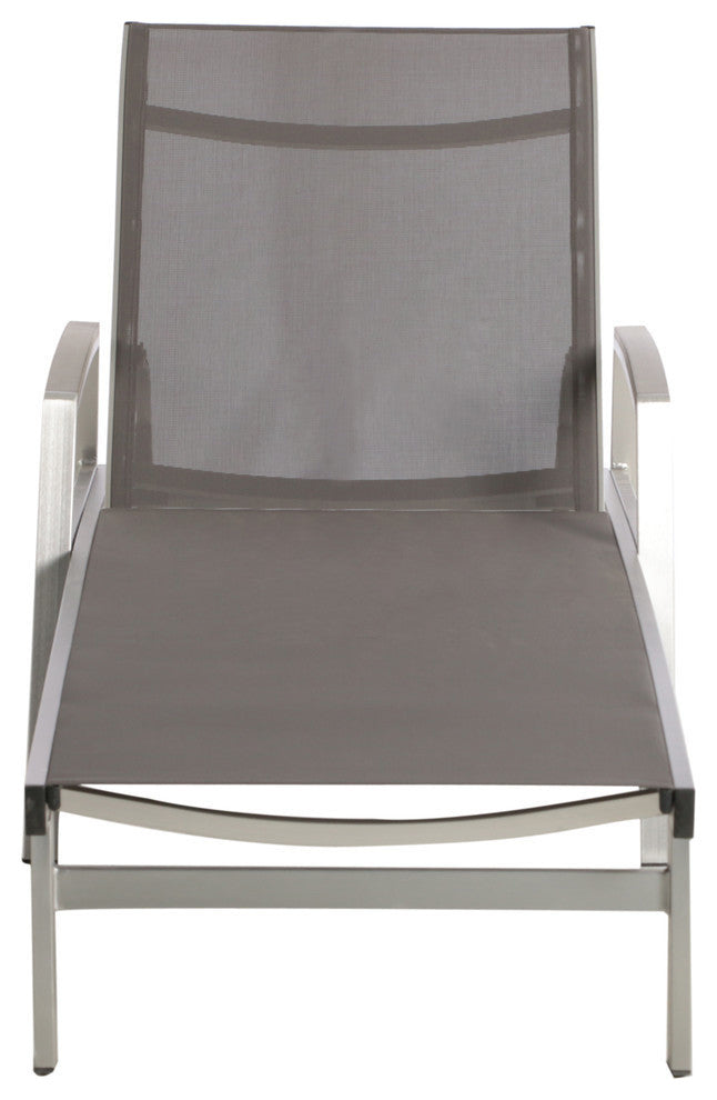 GDF Studio Joy Outdoor Mesh and Aluminum Chaise Lounge, Gray