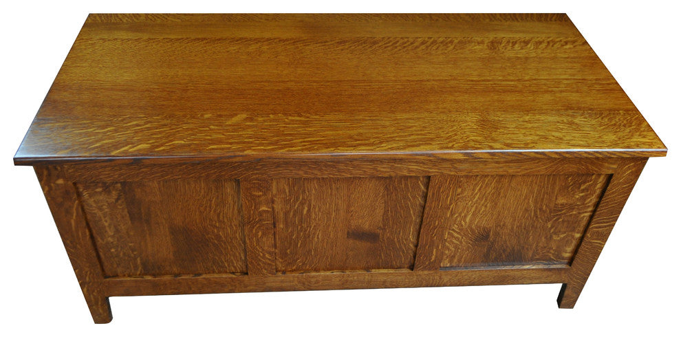 Mission Coffee Table Blanket Storage Chest, Quartersawn Oak Wood, Ceda