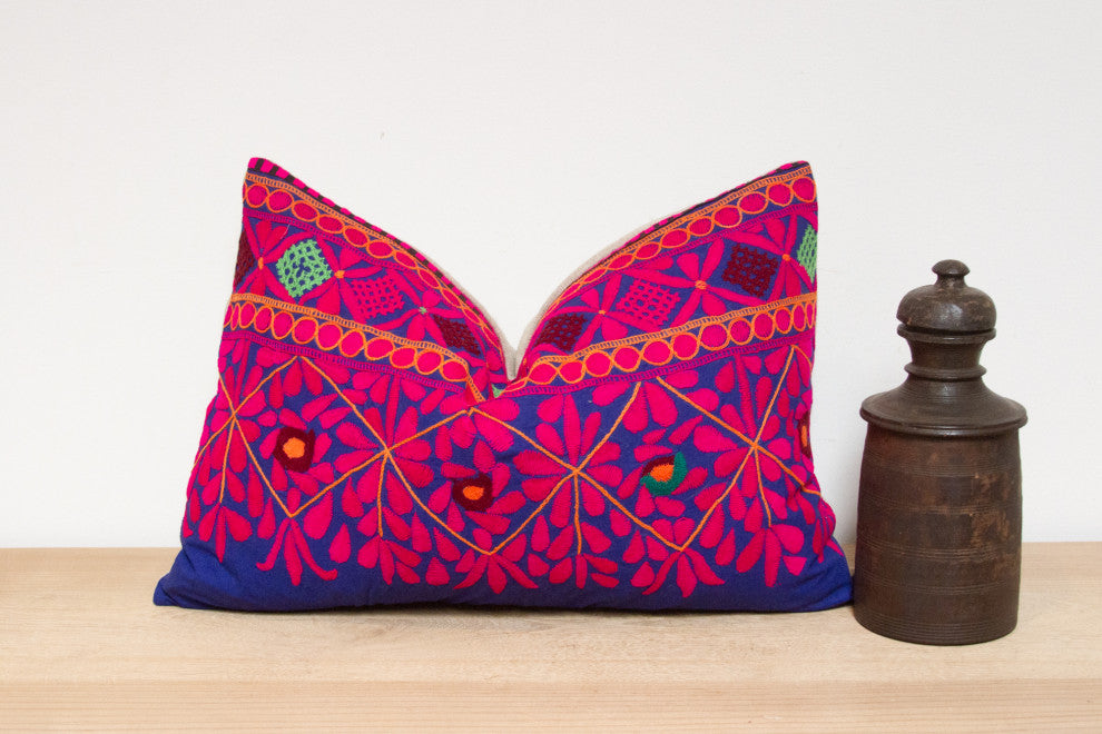 Devi Embroidered Floral Pillow