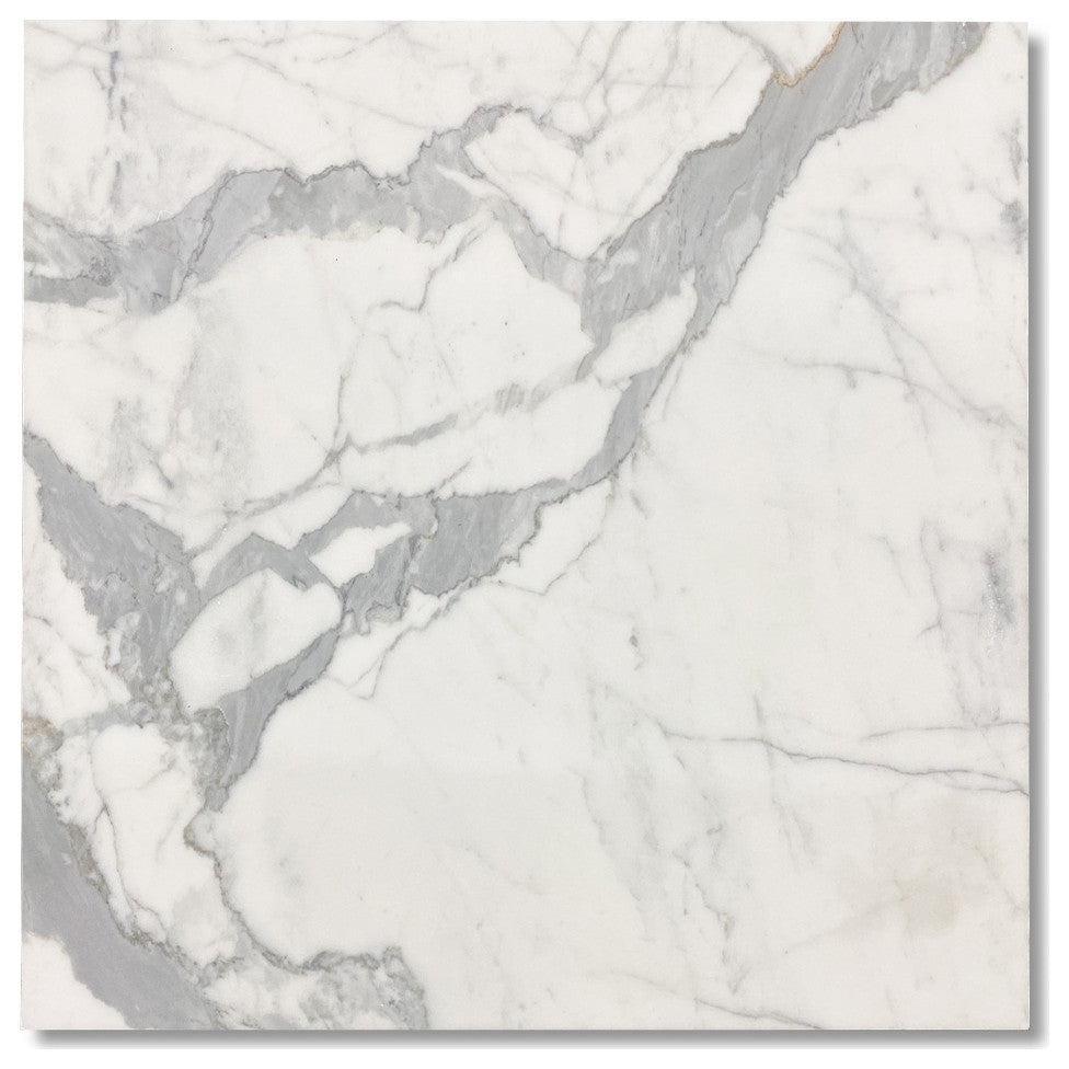 Italian Statuary White Statuario Marble 18x18 Wall Floor Tile Honed, 9