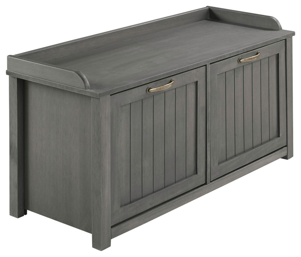 Farmhouse Tray Top Grooved Drop Down Shoe Storage Entry Bench 