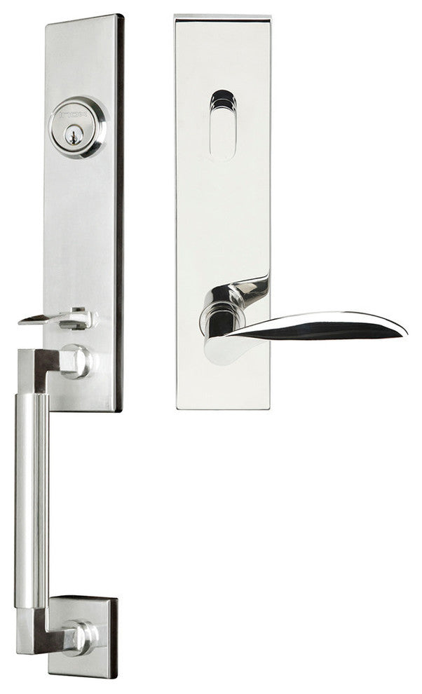 Stratus Lever, Tubular Entry Handle set, RHR, Polished Stainless Steel