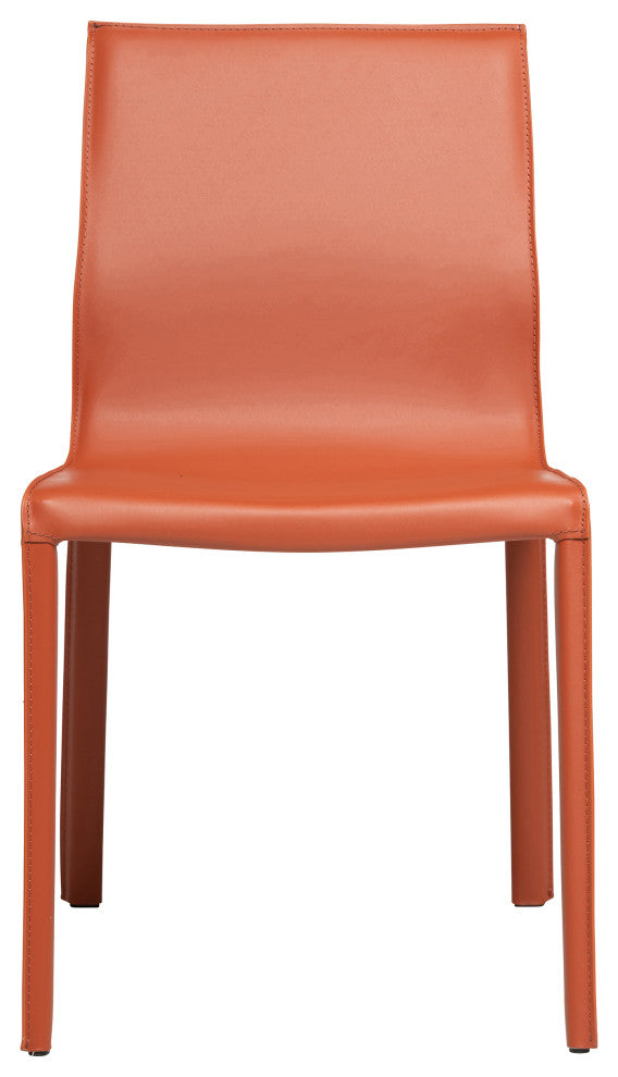 Elite Living Stan, Set of 2, Modern Leather Dining Chair, Orange