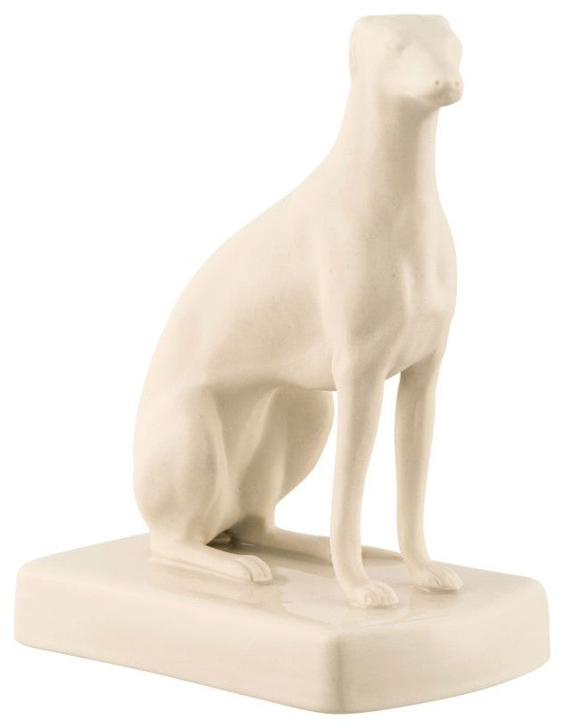 Luxe Porcelain White Greyhound Sculpture | Female Dog Whippet Classic