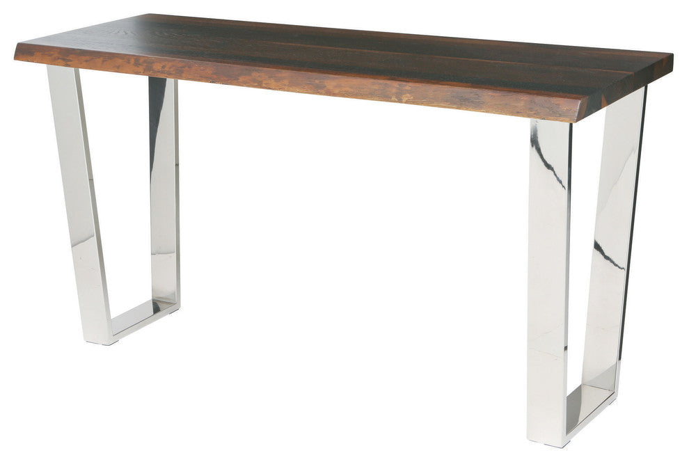 Versailles Console Top: Seared Oak Base: Stainless