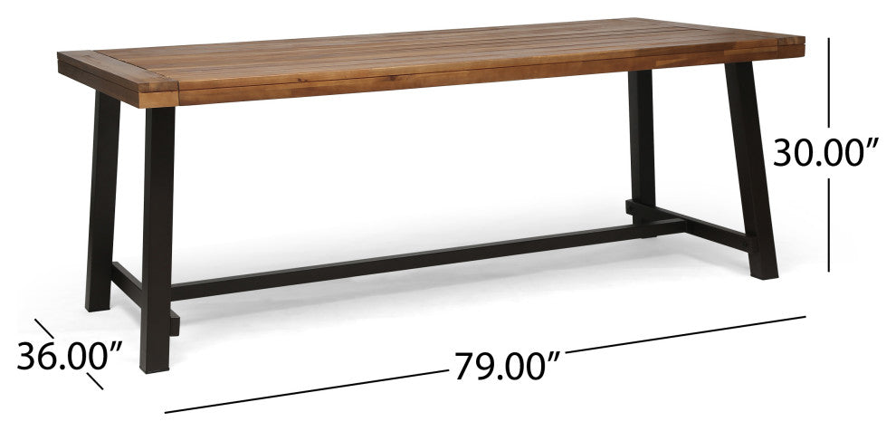 Kelly Outdoor Acacia Wood 8 Seater Dining Set Teak Black