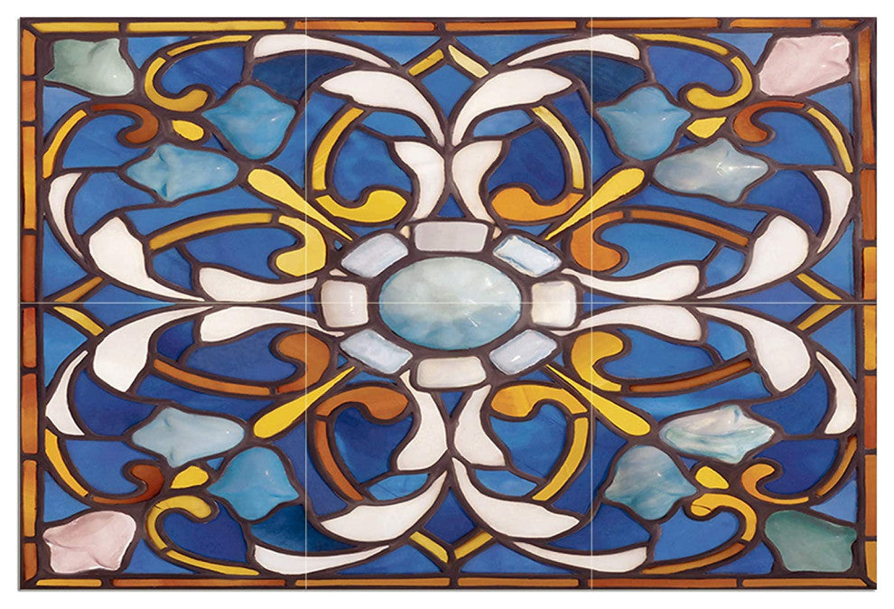 Tile Mural RARE CEILING PANEL stained glass Backsplash 6" Rialto