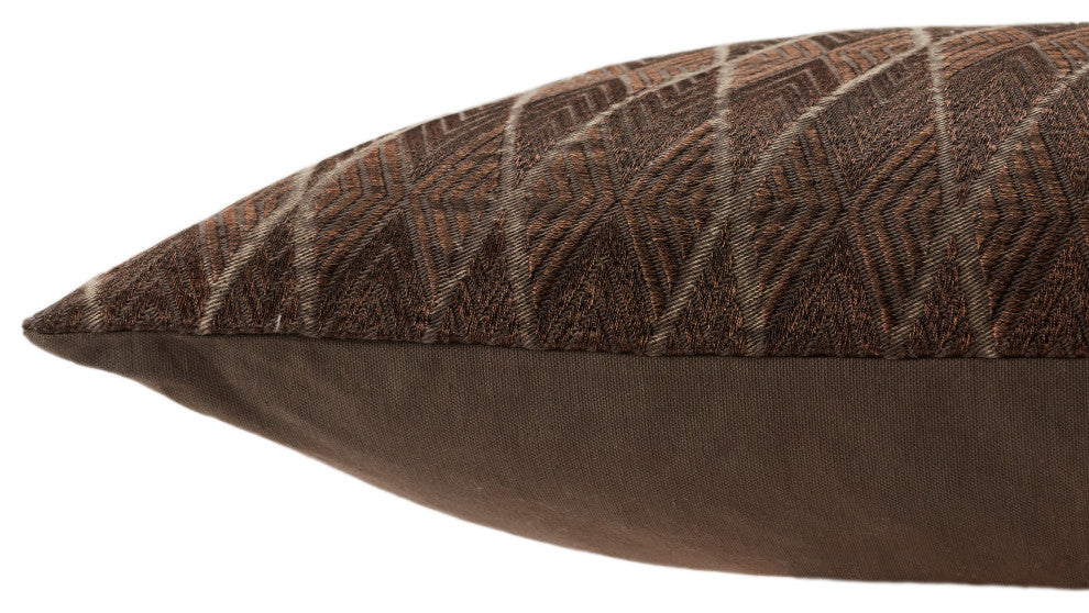 Jaipur Living Milton Dark Brown Geometric Poly Fill Lumbar Pillow 16x2