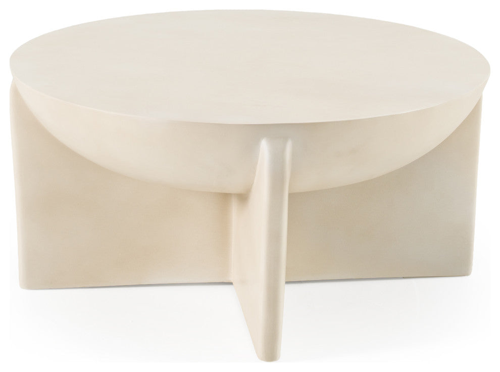 Modrest Elsa Modern Oyster Concrete Round Coffee Table