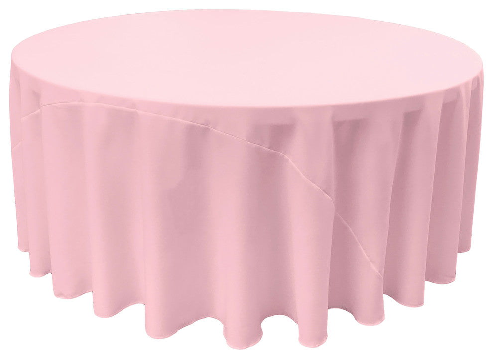 LA Linen Round Polyester Poplin, Light Pink, 132" Round