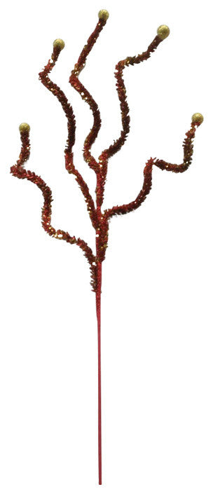 31" Red And Gold Pick With Gold Ball Accents