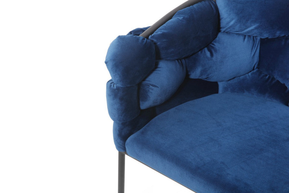 Fabric Dining Chair With Honeycomb Design Padded Backrest Blue and Bl