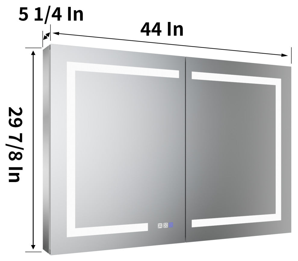 ExBrite LED Light Bathroom Medicine Cabinet with Mirror and Defog, 44"