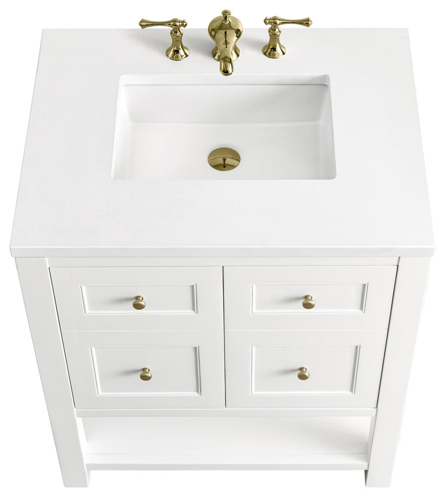 Breckenridge 30" Single Vanity, Bright White, White Zeus Quartz Top