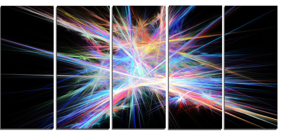Light Blue Spectrum of Light, Abstract Canvas Art Print, 60"x28", 5 Pa