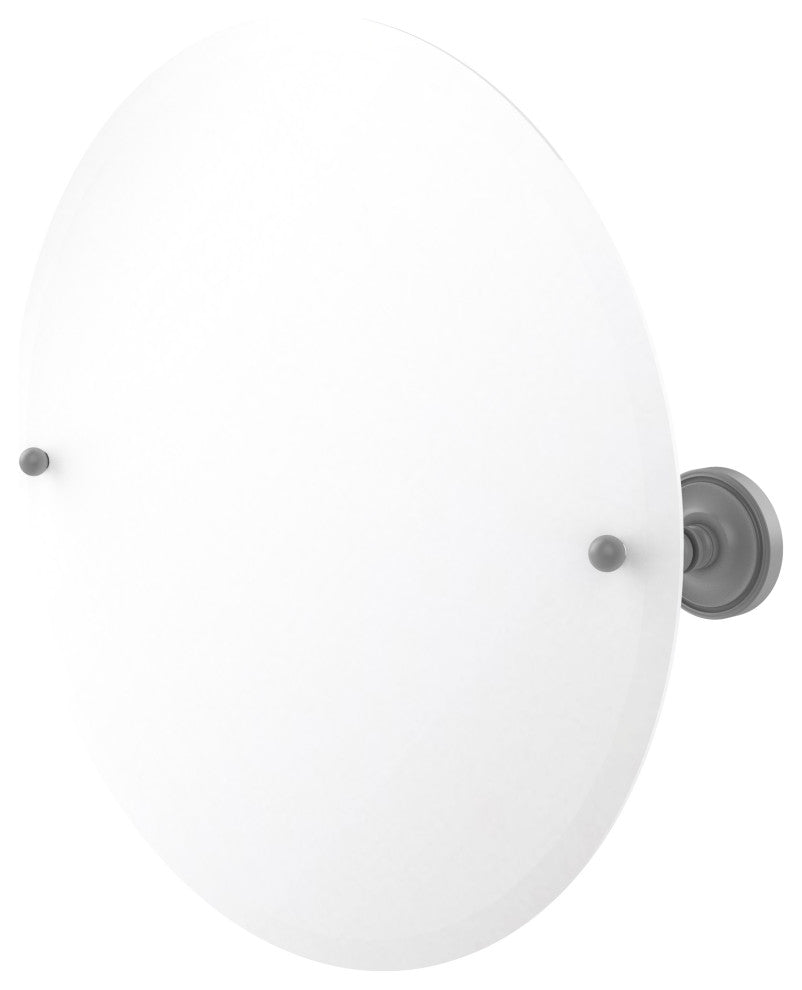 Frameless Round Beveled Edge Tilt Mirror, Matte Gray