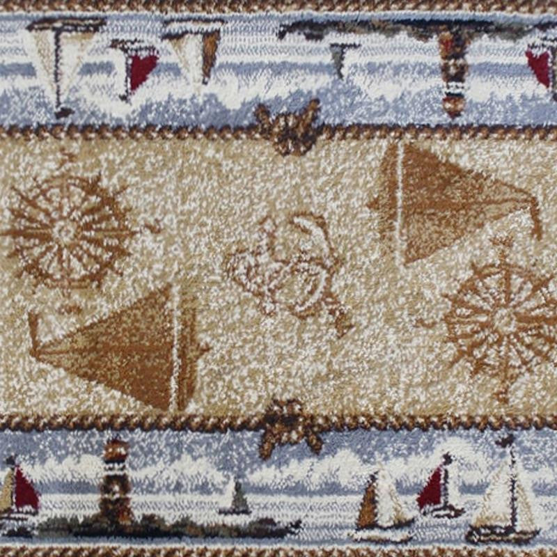 Sovalye Collection Nautical Themed Area Rug, Beige, 2' X 3'