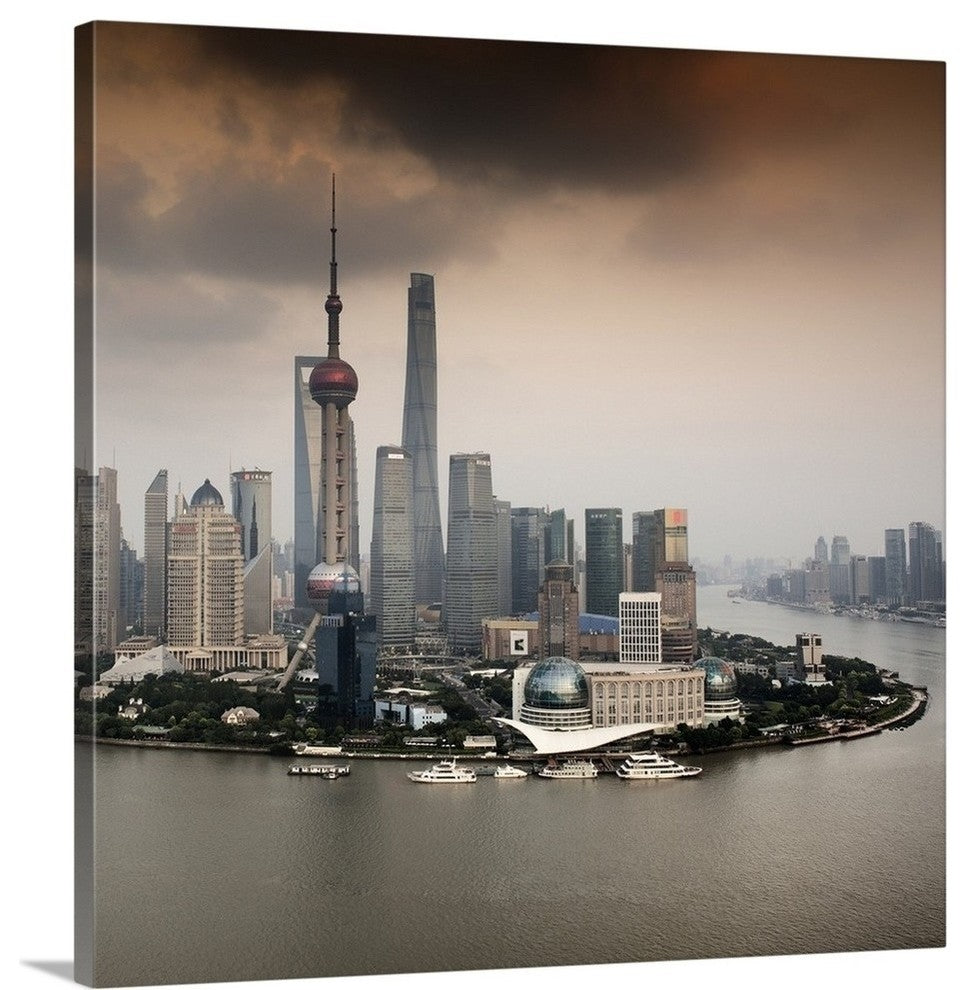 "shanghai Skyline With Oriental Pearl Tower" Wrapped Canvas Art Print