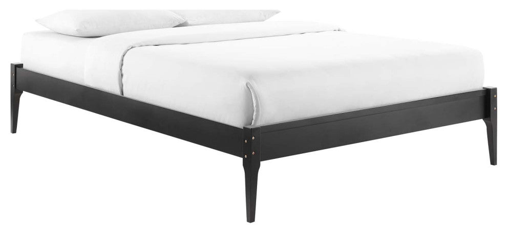 June King Wood Platform Bed Frame-Black