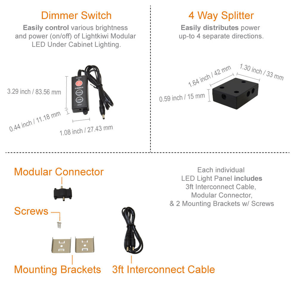 Lightkiwi G8988 6" Warm White LED Under Cabinet Lighting 4-Panel Kit