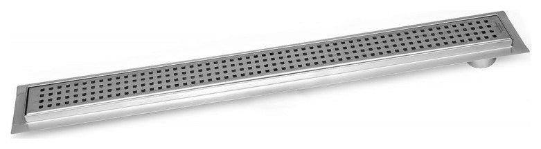 Side Outlet Linear Shower Drain, Serene Drains, 48", Traditional Squar