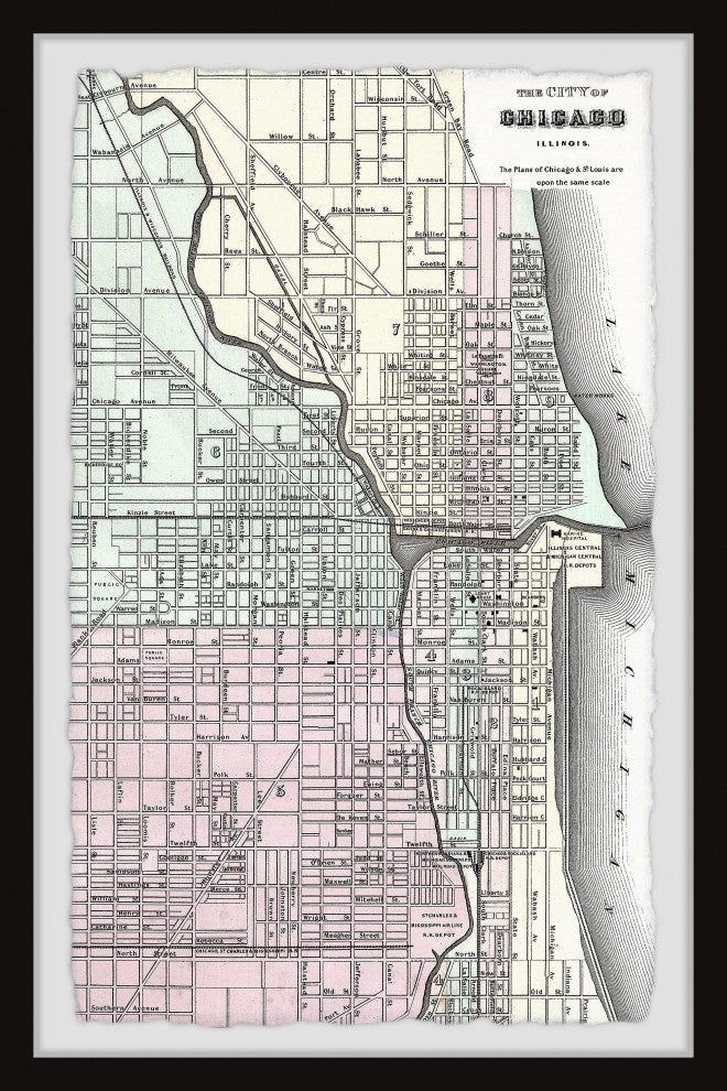 "Map of Chicago VI" Framed Painting Print, 24x36