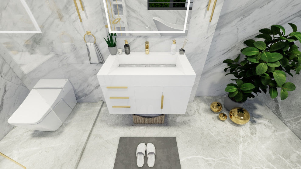 Madison 36" Wall Mounted Vanity With Reinforced Acrylic Sink, High Glo