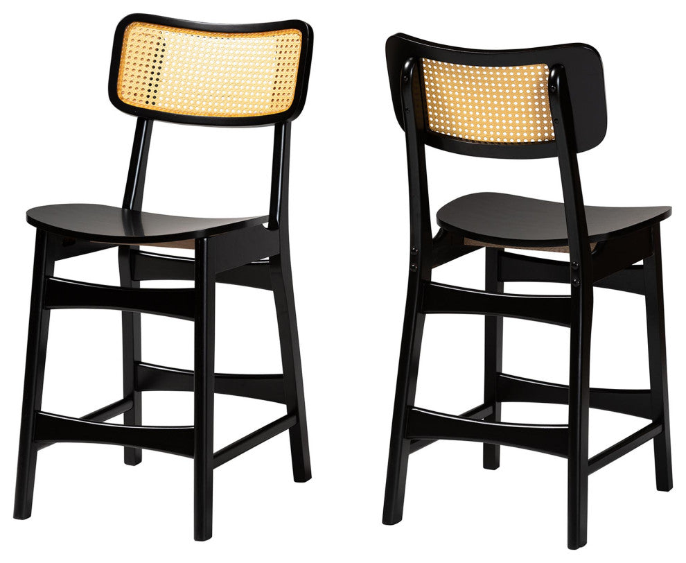 Eden Rattan 2PC Counter Stool Set Dark Brown