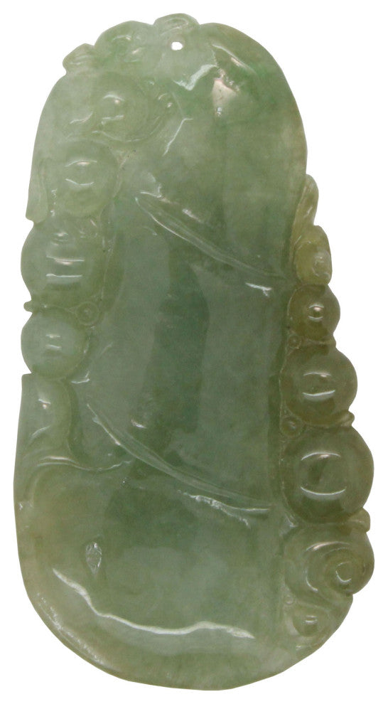 Carved Natural Jade Luyi Wave And Longevity Peach Pendant