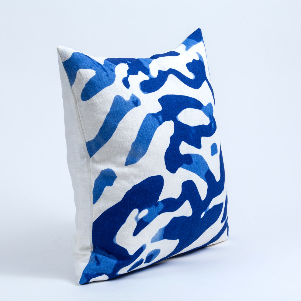Seabra pillow cover, Jim Thompson fabric, blue and white pillow cover,