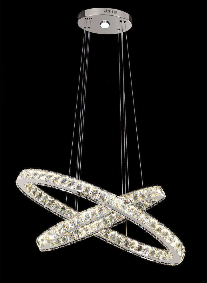 Double Crystal Oval Ring LED Light Fixture
