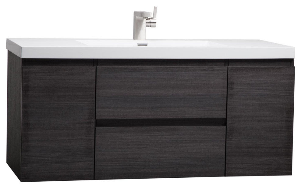 ConceptBaths 48" Angela Wall Mounted Modern Single Vanity, New Ebony