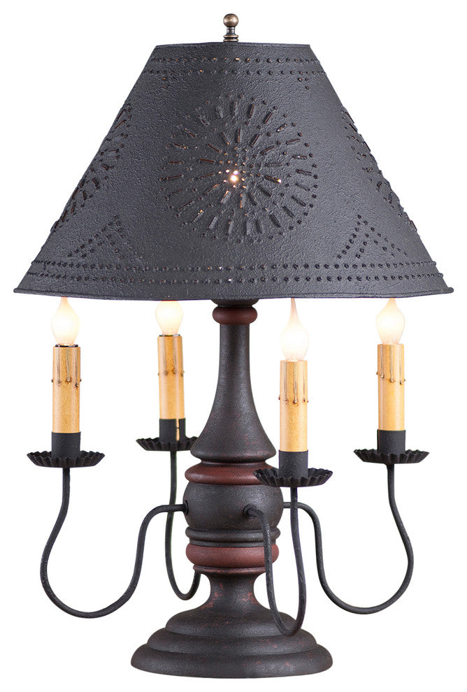 Jamestown Lamp, Hartford Black With Red With Shade
