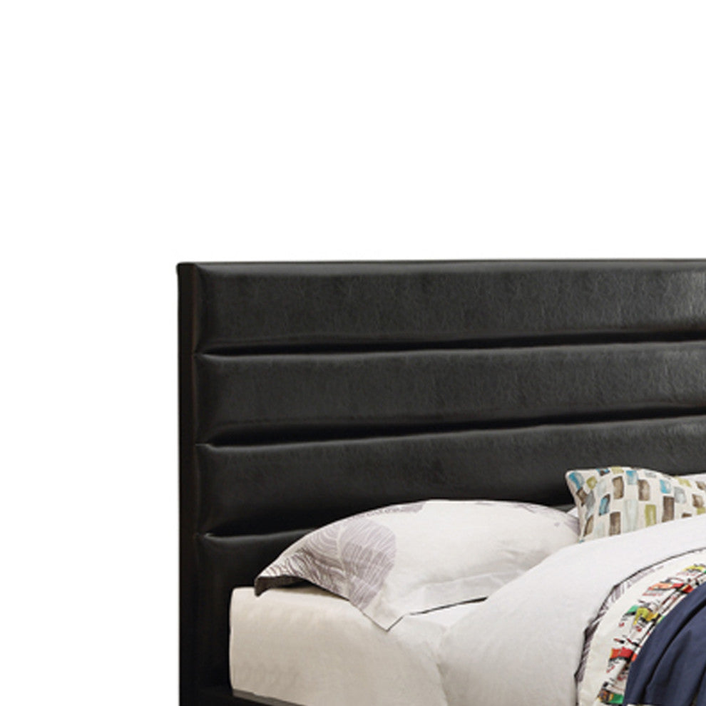Benzara BM216012 Full Bed With Horizontal Channels and Underbed Storag