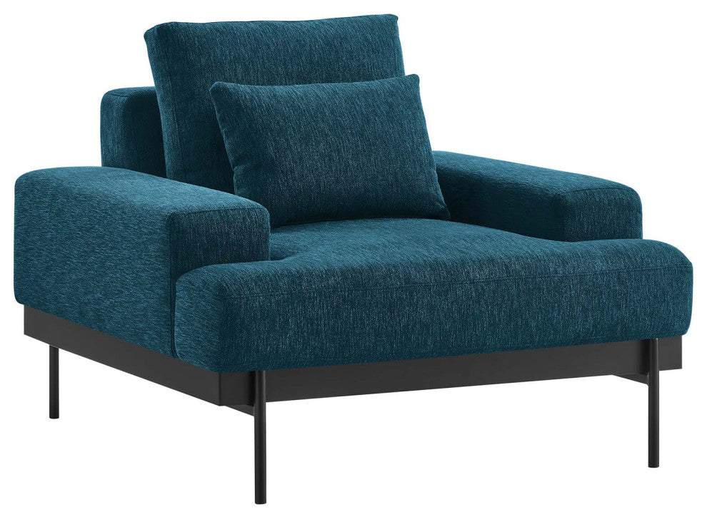 Proximity Upholstered Fabric Armchair, Azure