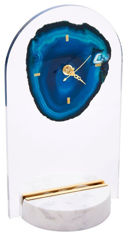 Elegantly Charmed Agate decorative Tabletop Clock, Blue