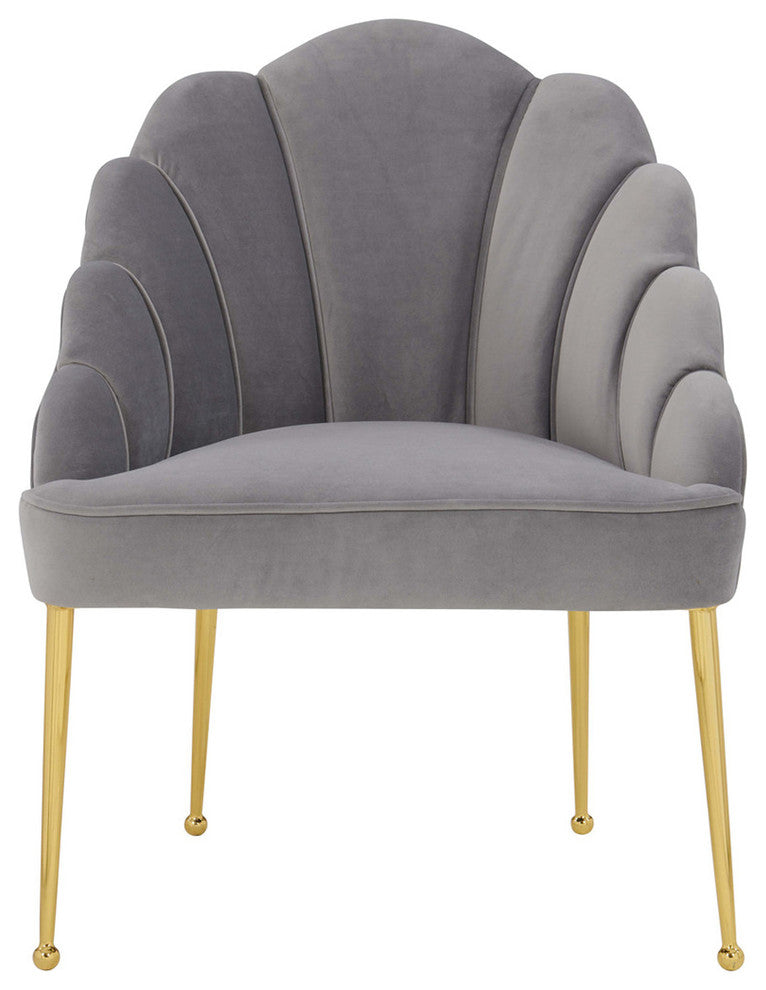 Art Deco Hollywood Regency Glam Gray Accent Chair